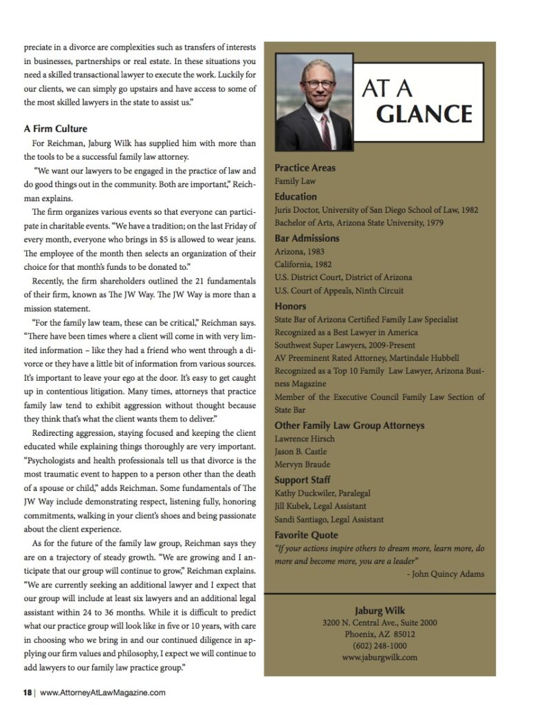 Mitchell Reichman: Attorney of the Month - Jaburg Wilk